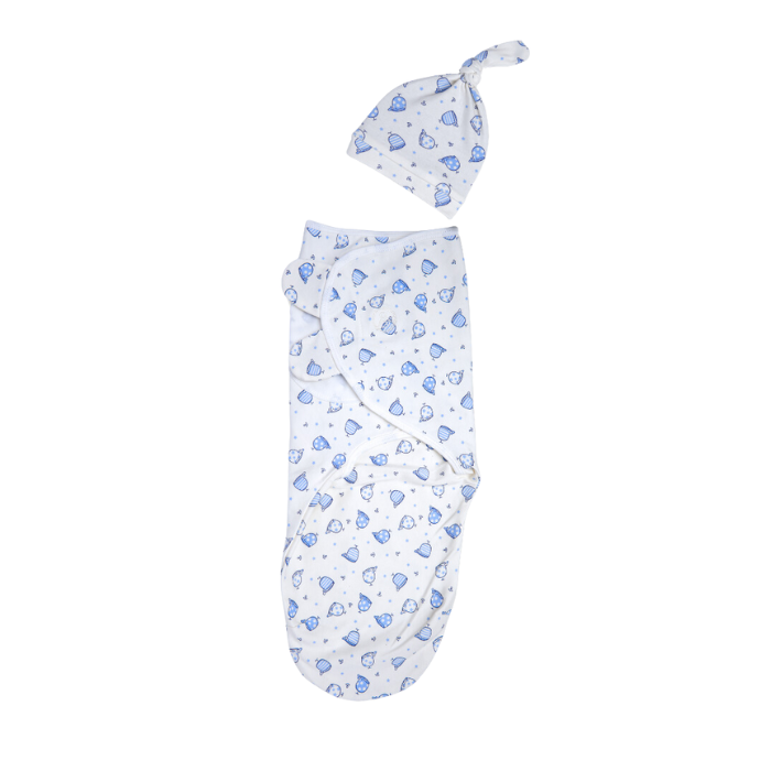 Swaddies PH Infant Velcro Swaddle Wrap with Knotted Hat - Blue Whales ...